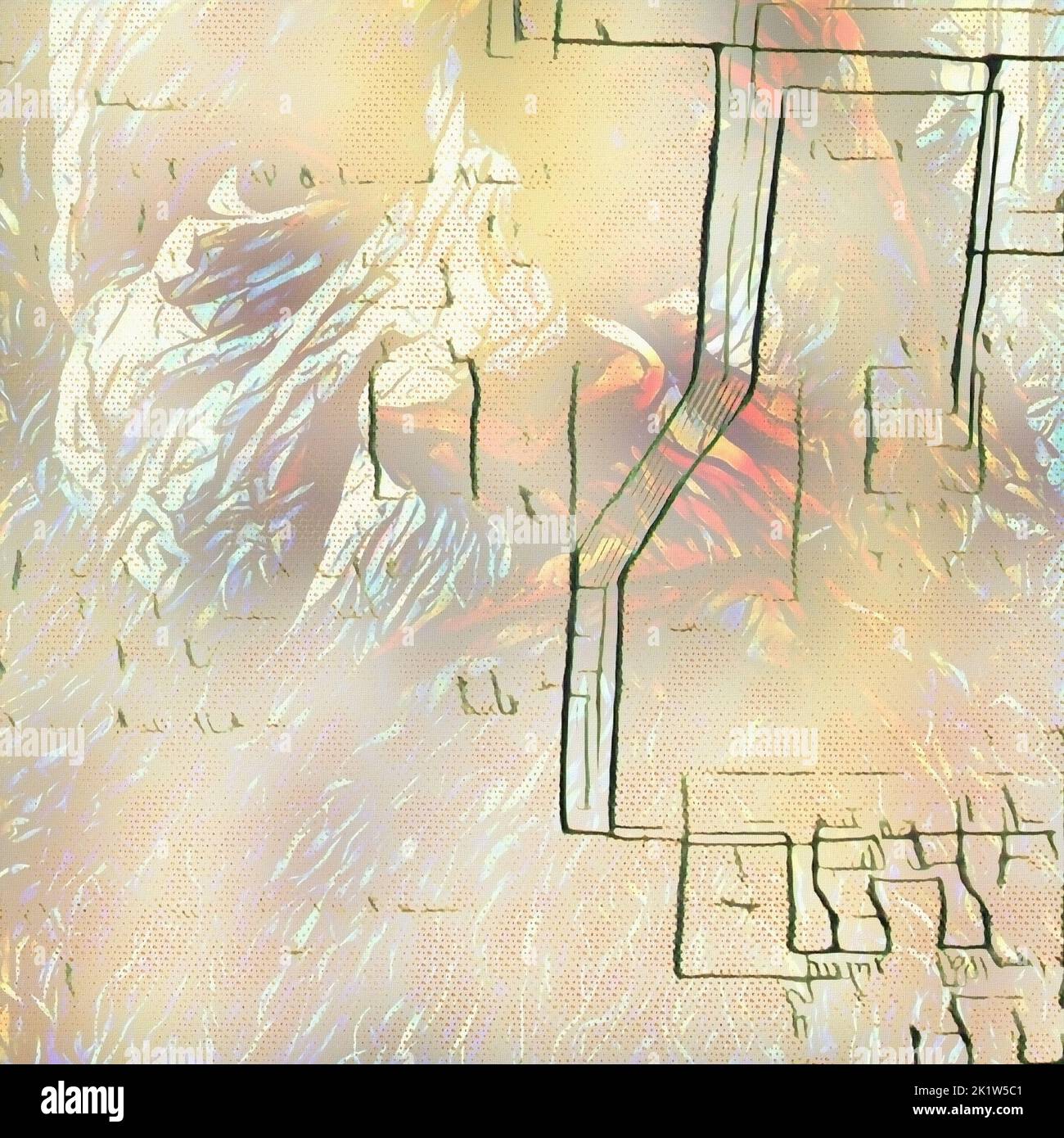 Blueprints and man's face at the background. 3D rendering Stock Photo ...