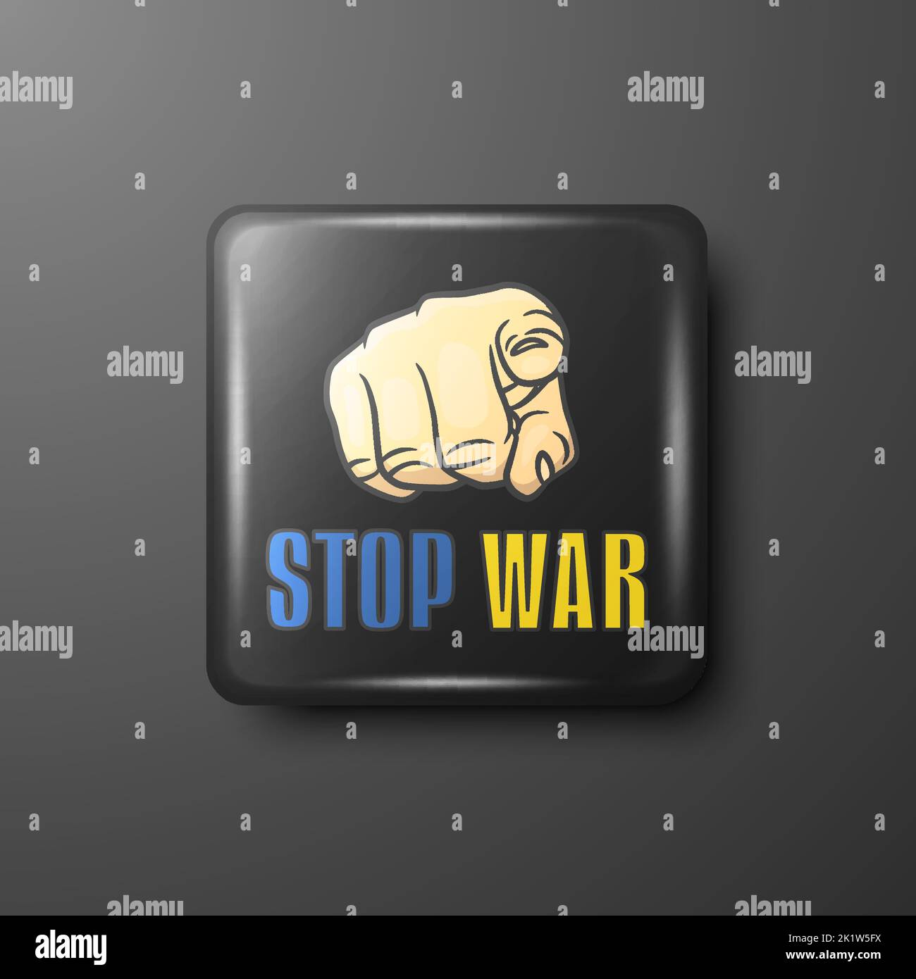 Stop War. Finger Pointer withh Anti War Call. Black Button Pin Badge ...