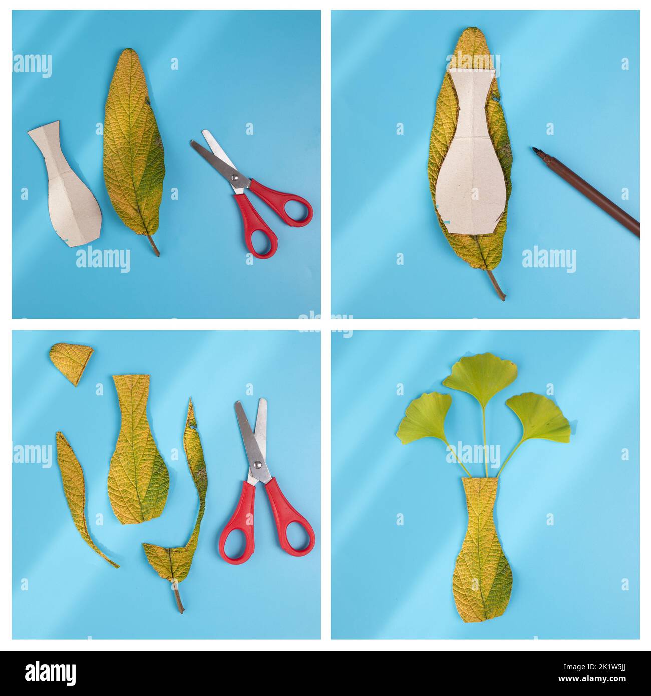 DIY autumn craft for kids, how to make an vase foliage, homemade ...