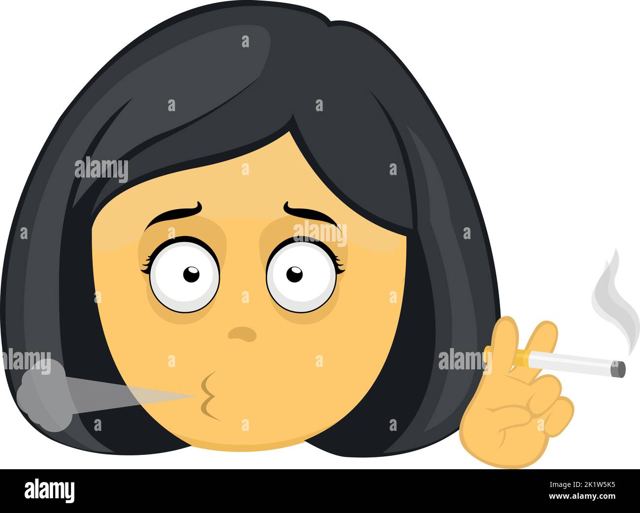 Vector Emoji Illustration Of A Yellow Cartoon Girl Smoking A Cigarette