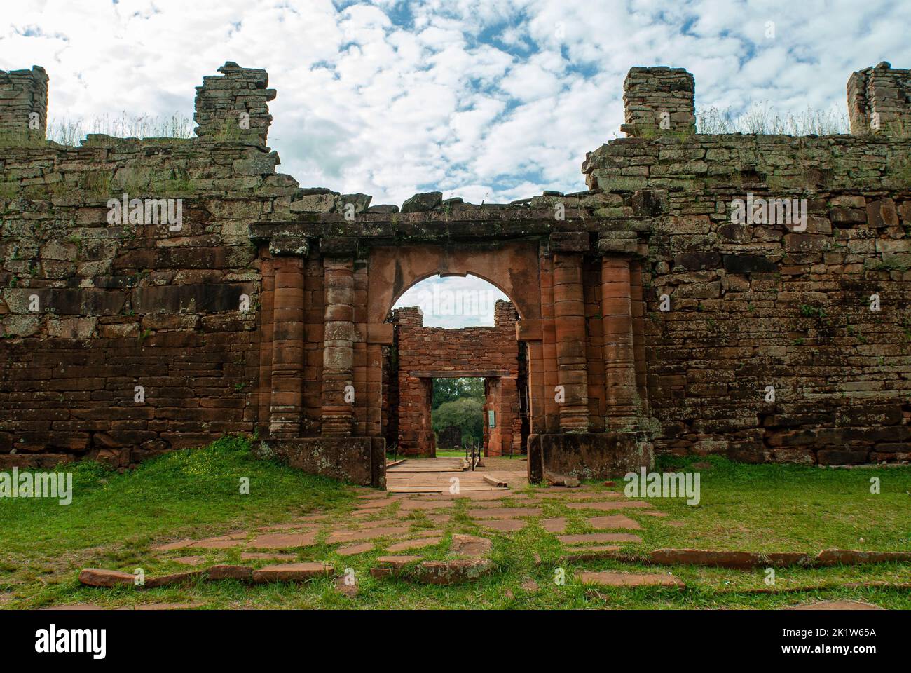 The ruins of XVII century San Ignacio Mini Jesuitic mission in Misiones ...