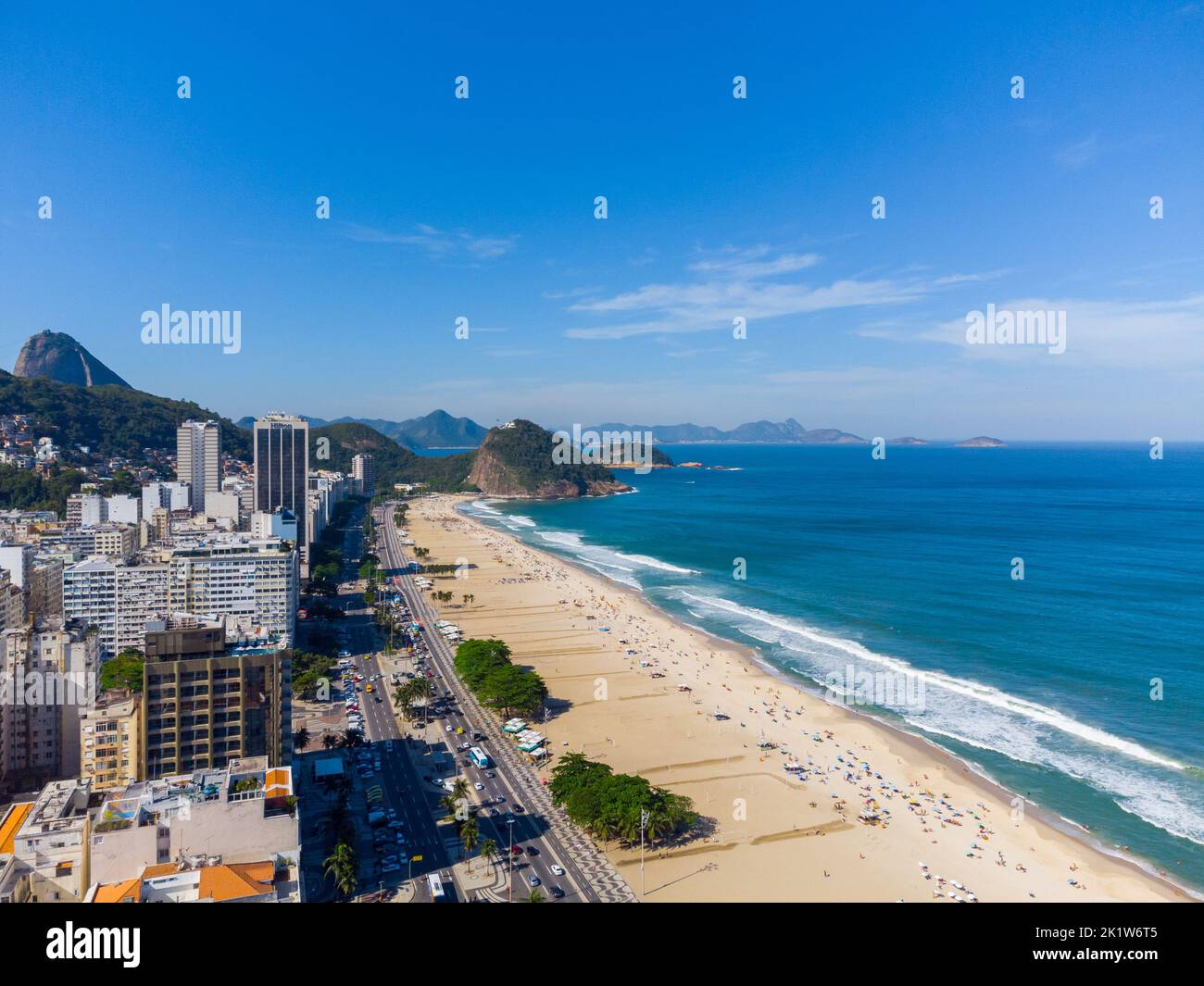 Aerial landscape view of the famous Copacabana beach in Rio de Janeiro ...