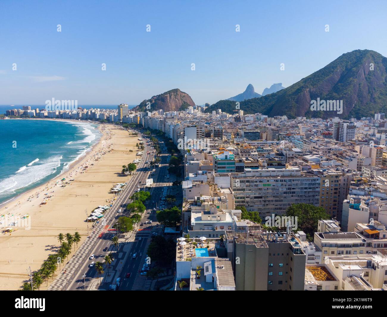 Aerial landscape view of the famous Copacabana beach in Rio de Janeiro ...