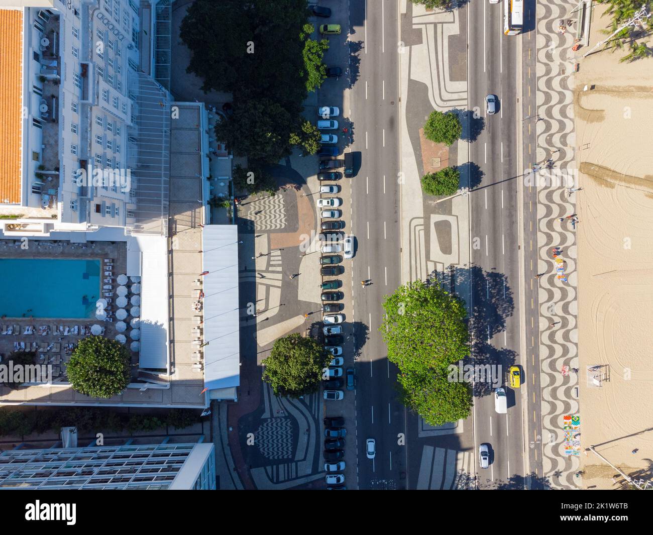 Aerial top view of the famous copacabana beach in Rio de janeiro with ...