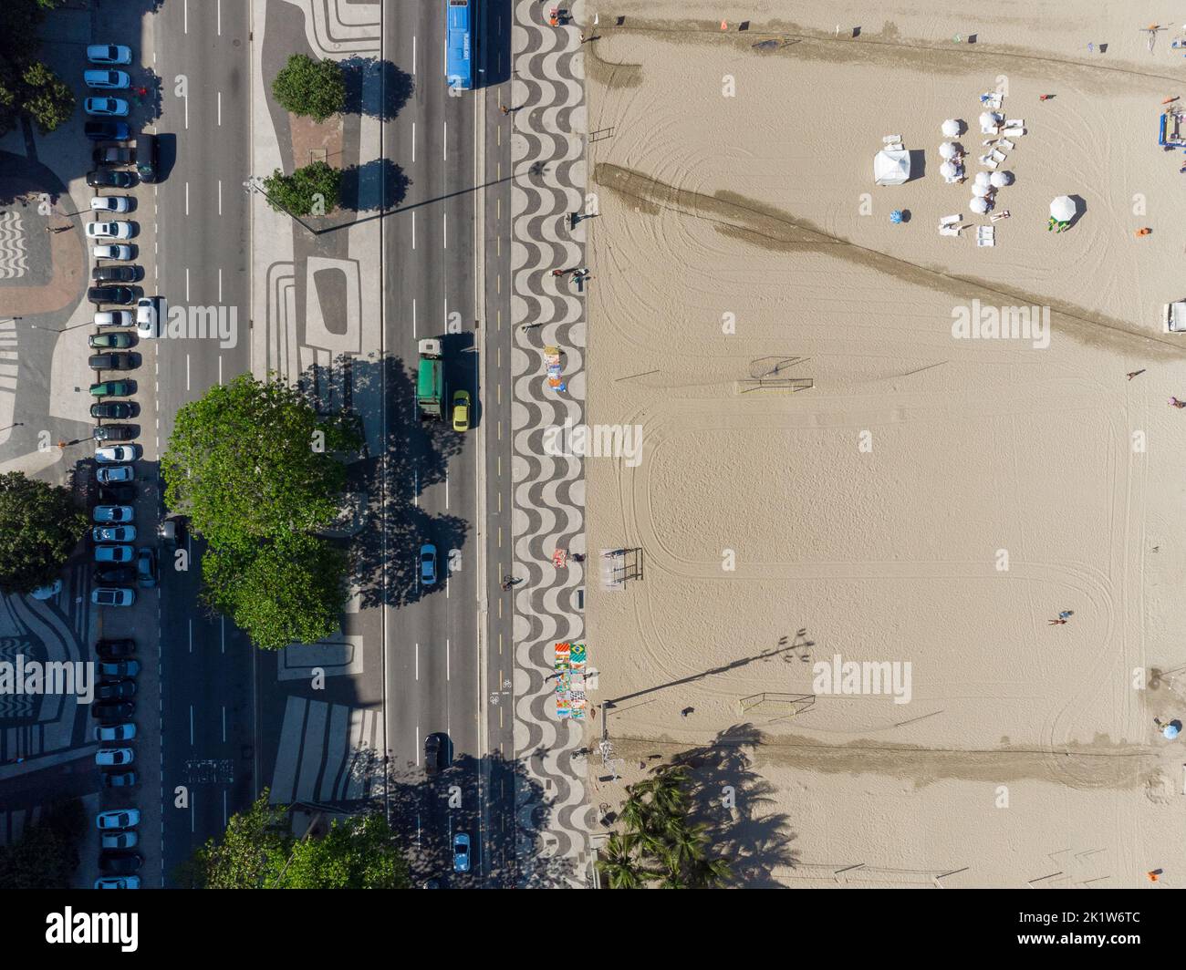 Aerial top view of the famous copacabana beach in Rio de janeiro with ...