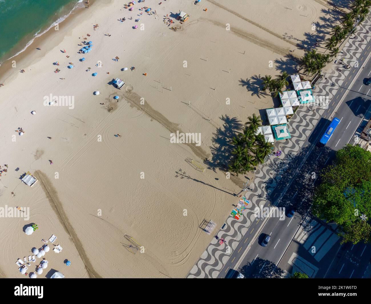 Aerial top view of the famous copacabana beach in Rio de janeiro with ...