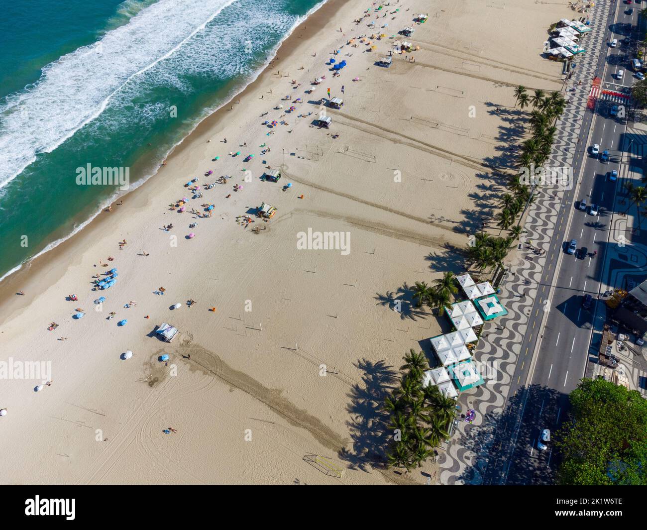 Aerial top view of the famous copacabana beach in Rio de janeiro with ...