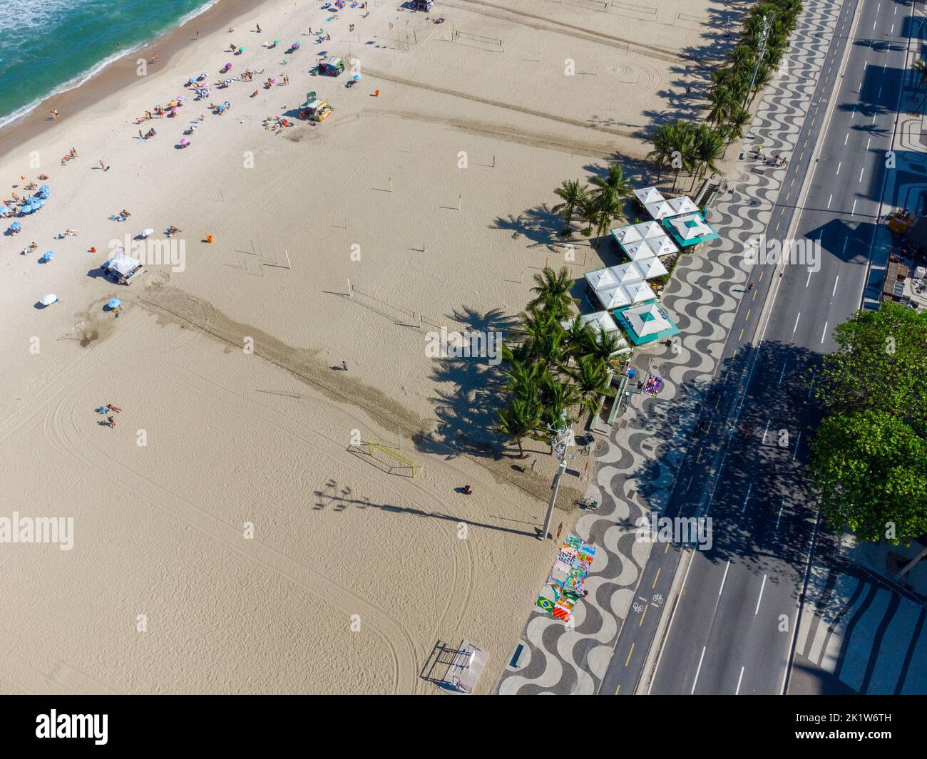 Aerial top view of the famous copacabana beach in Rio de janeiro with ...