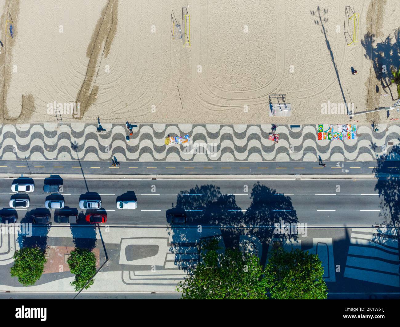 Aerial top view of the famous copacabana beach in Rio de janeiro with ...