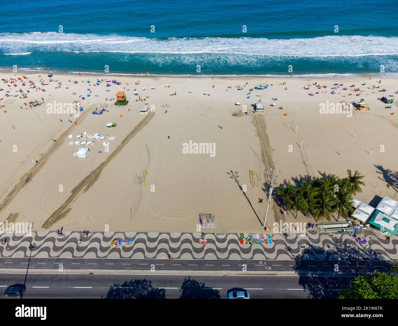 Aerial top view of the famous copacabana beach in Rio de janeiro with ...