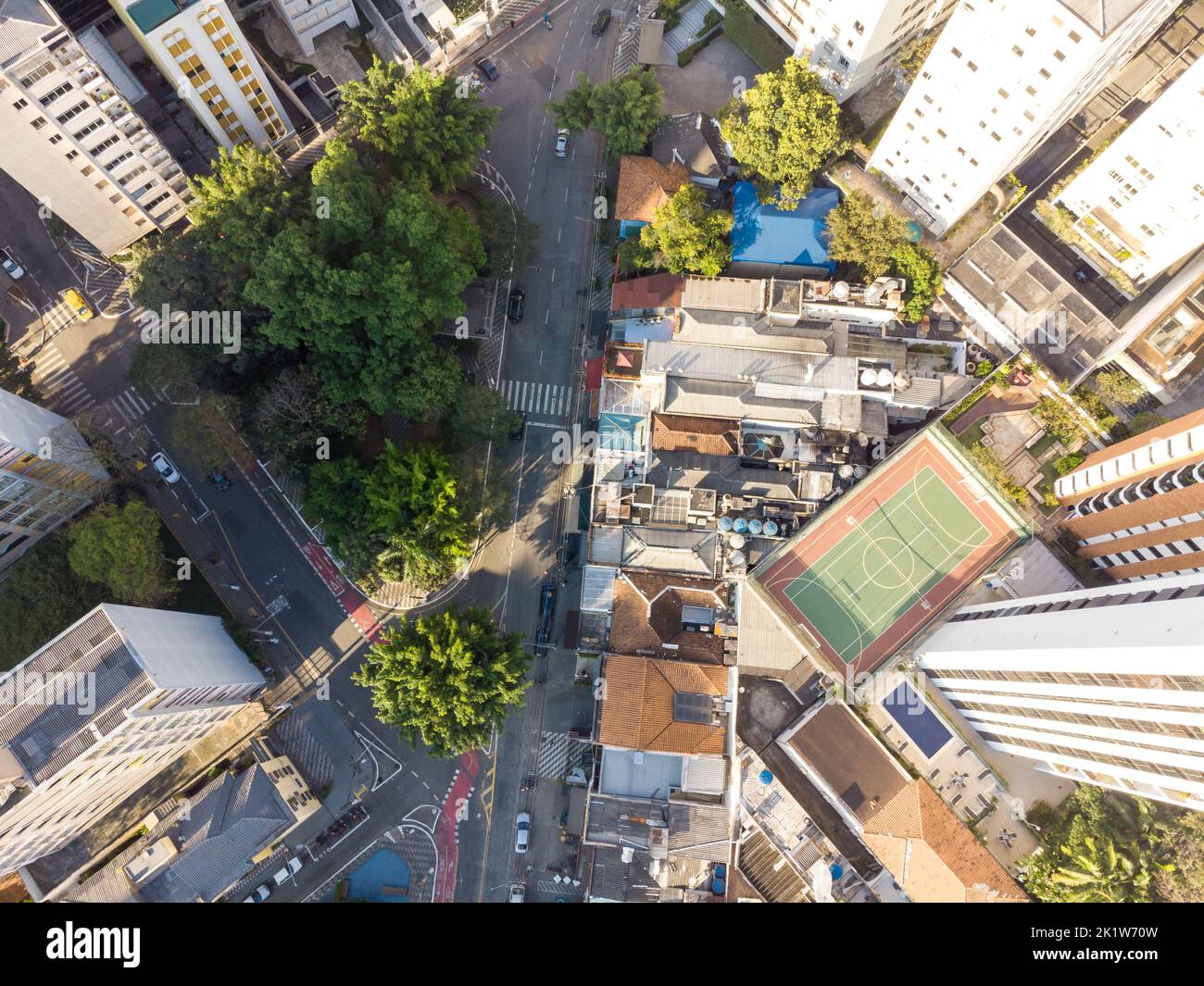 Aerial top view, city detail of the neighborhood higienopolis in San ...
