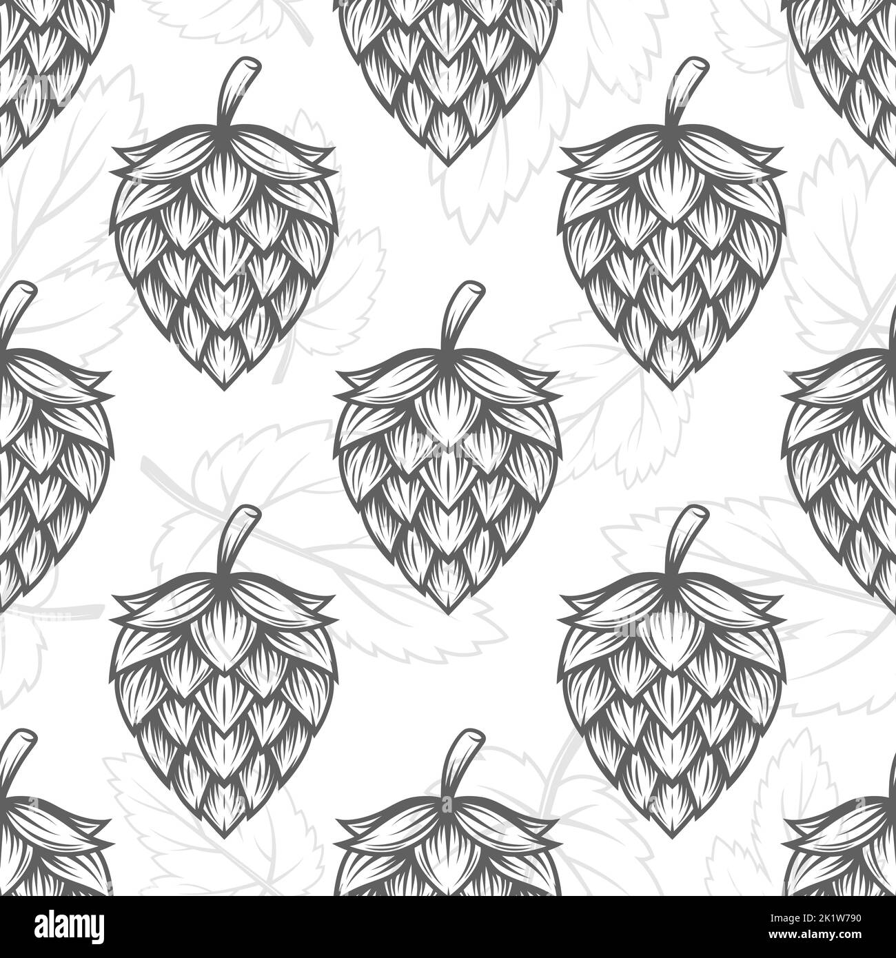 Vector Black and White Seamless Pattern with Hand Drawn Cartoon Hop ...