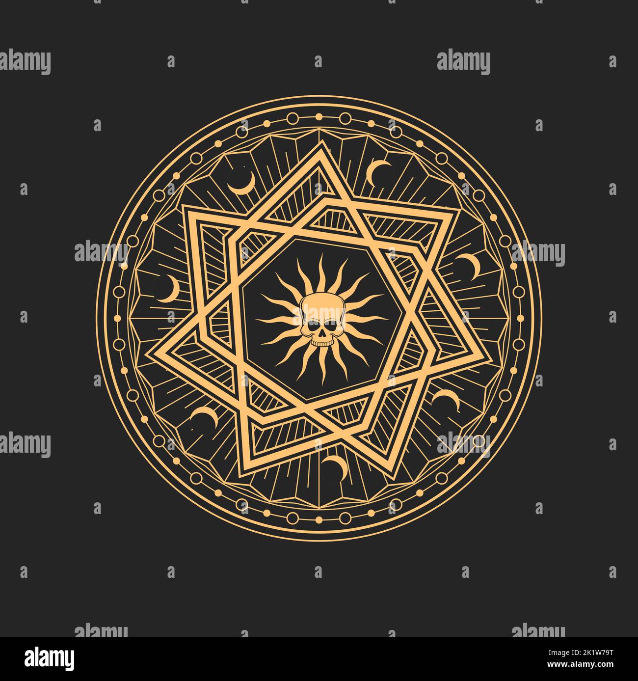 Occult and esoteric pentagram, magical tarot talisman, golden mason ...