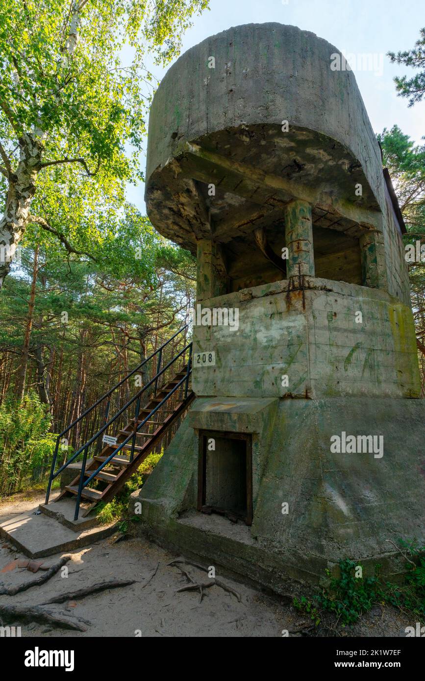 Old concrete infantry bunker in the woods of Hel, Poland. Old military ...