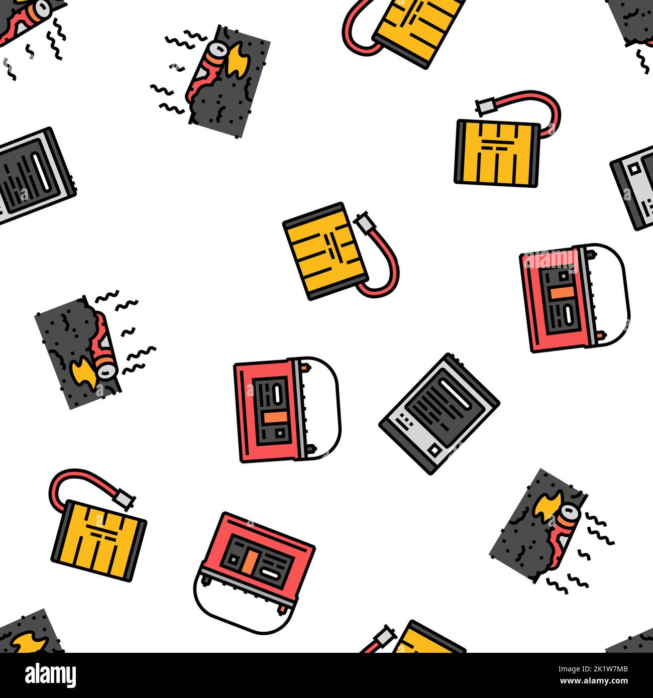 battery power energy electric car vector seamless pattern Stock Vector ...