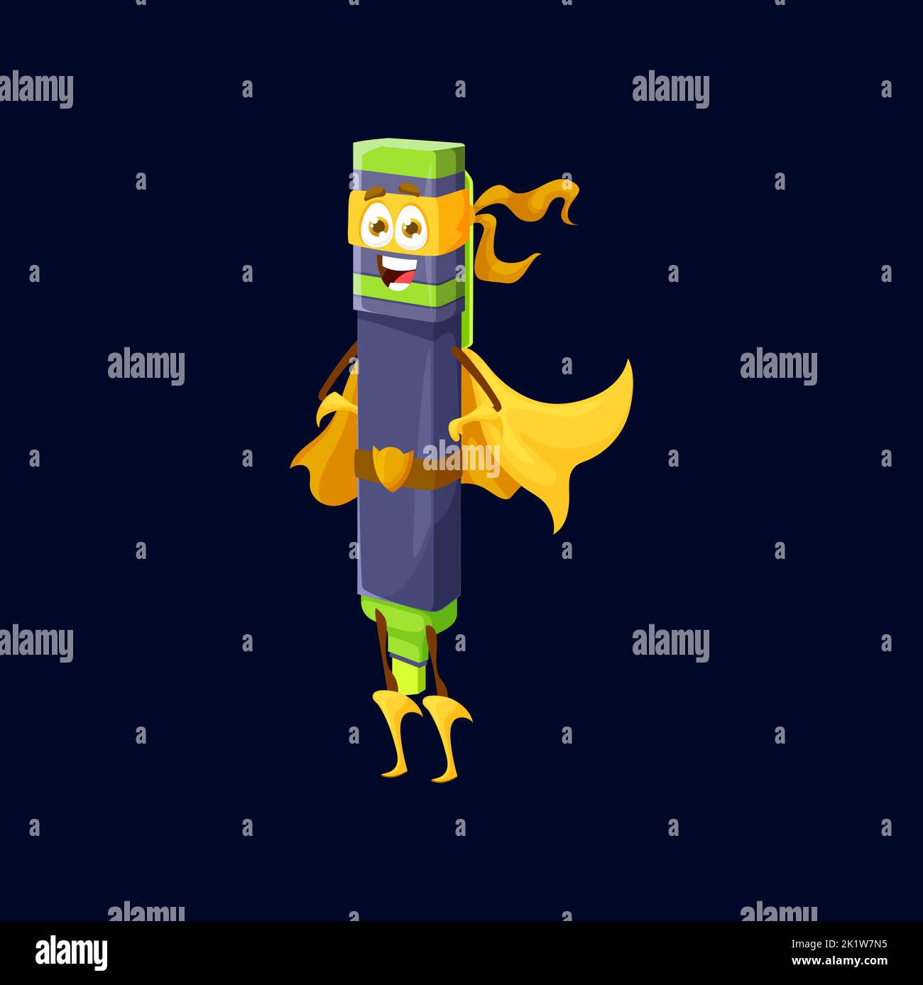 Cartoon funny marker superhero character. Vector highlighter super hero ...