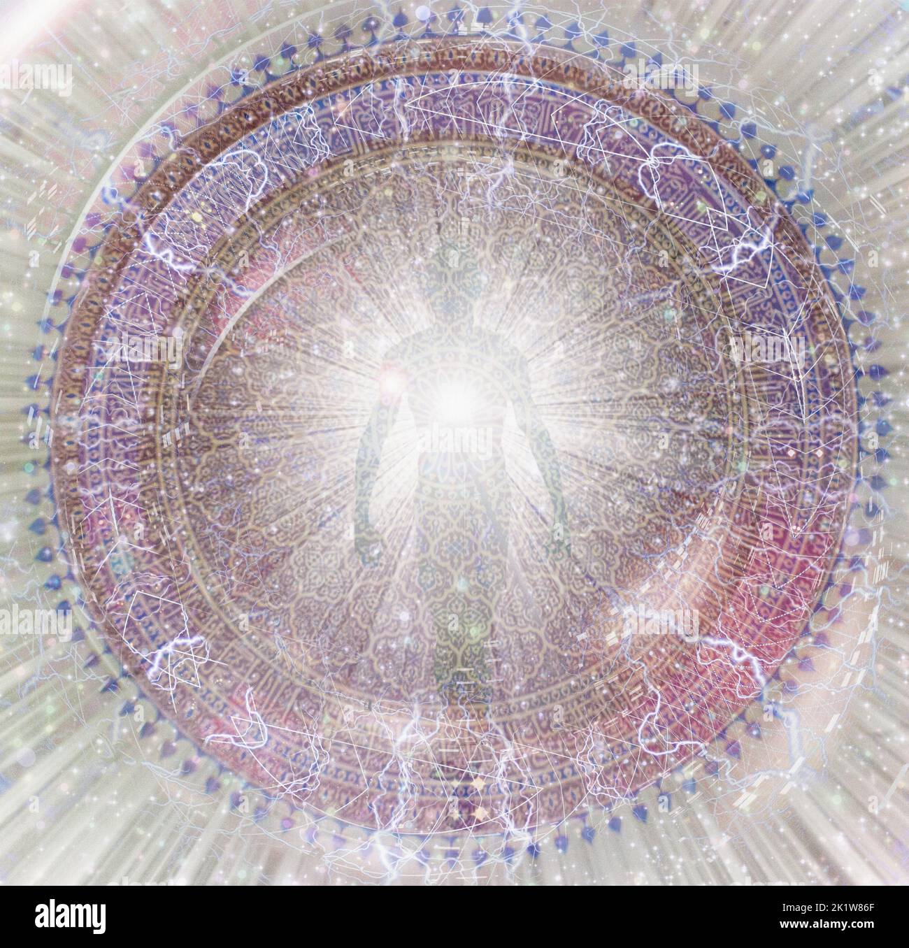 Shining aura and rays of light. 3D rendering Stock Photo - Alamy