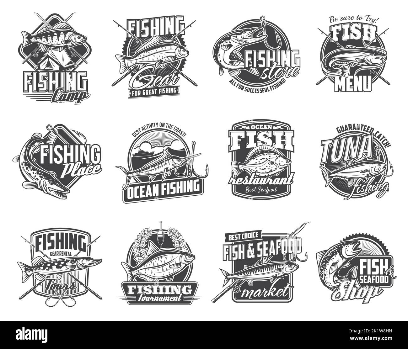 Bass fish emblem hi-res stock photography and images - Alamy