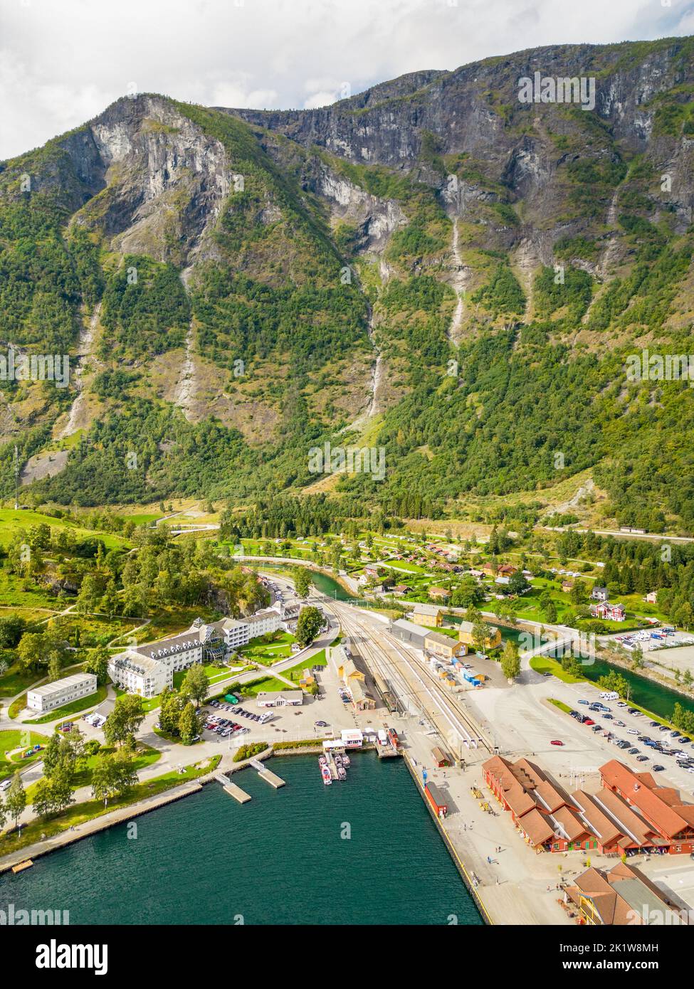 Aerial drone photo of Flam Norway Stock Photo - Alamy