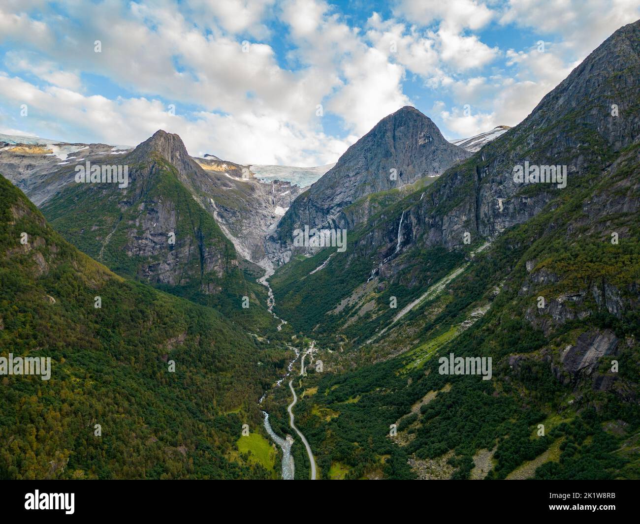 Aerial photo ice glacier at jostedalsbreen national park Stock Photo ...