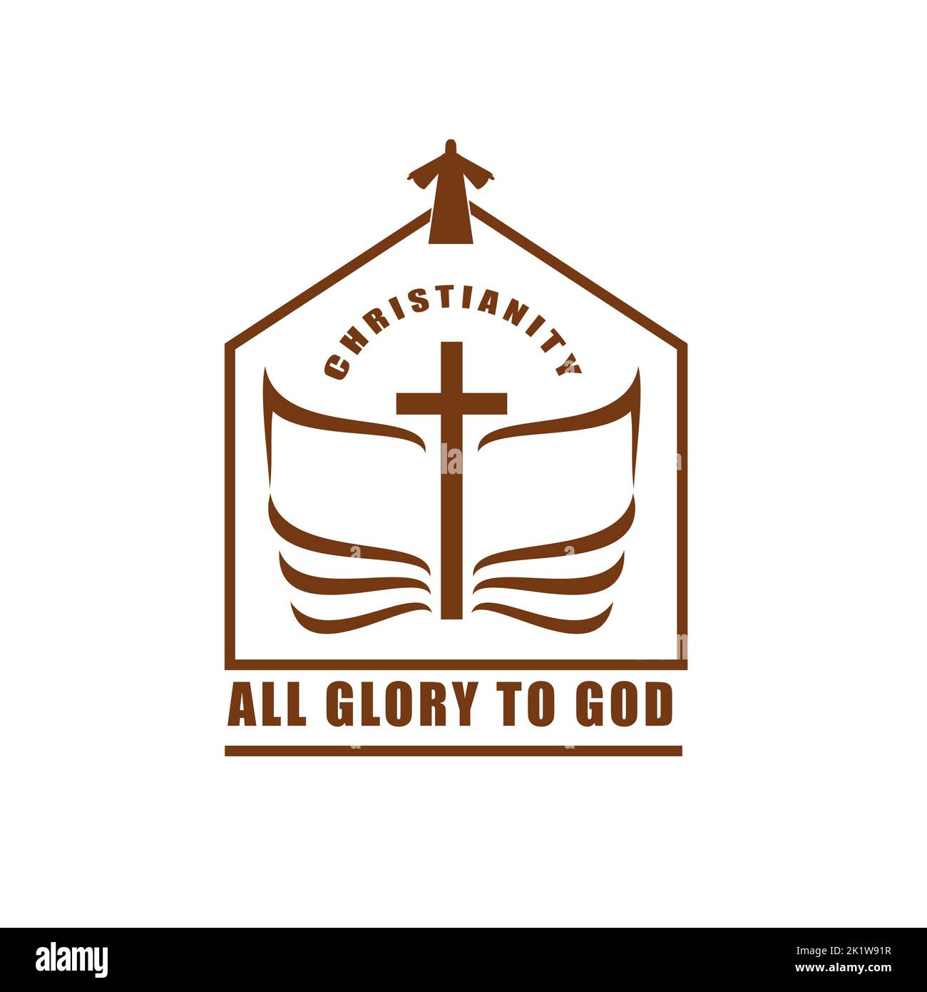 Christianity religion icon with Bible and cross. Christian church or ...