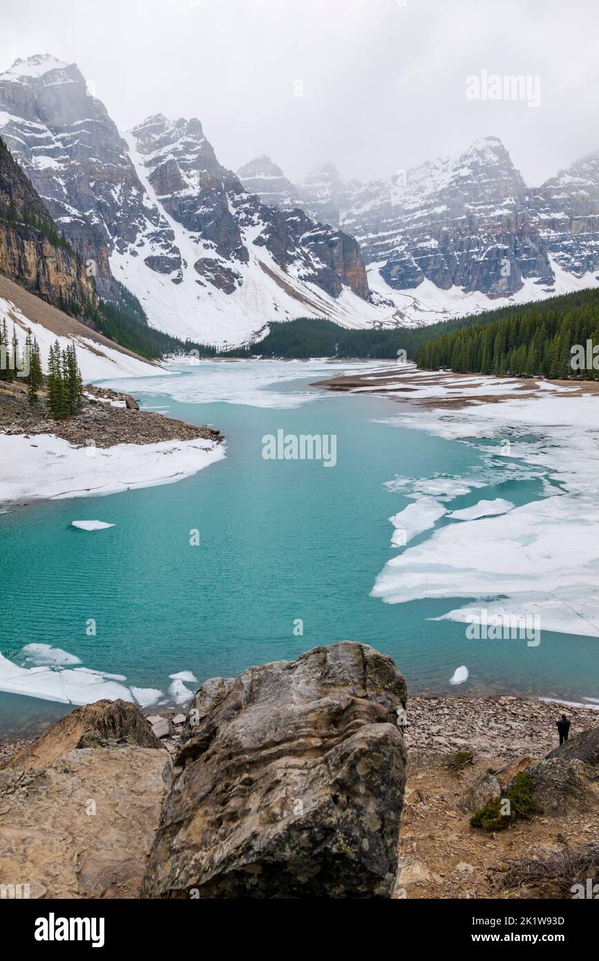 Morraine Lake; Banff National Park; Alberta; Canada; glacial; glaciers; water; ice; snow ...