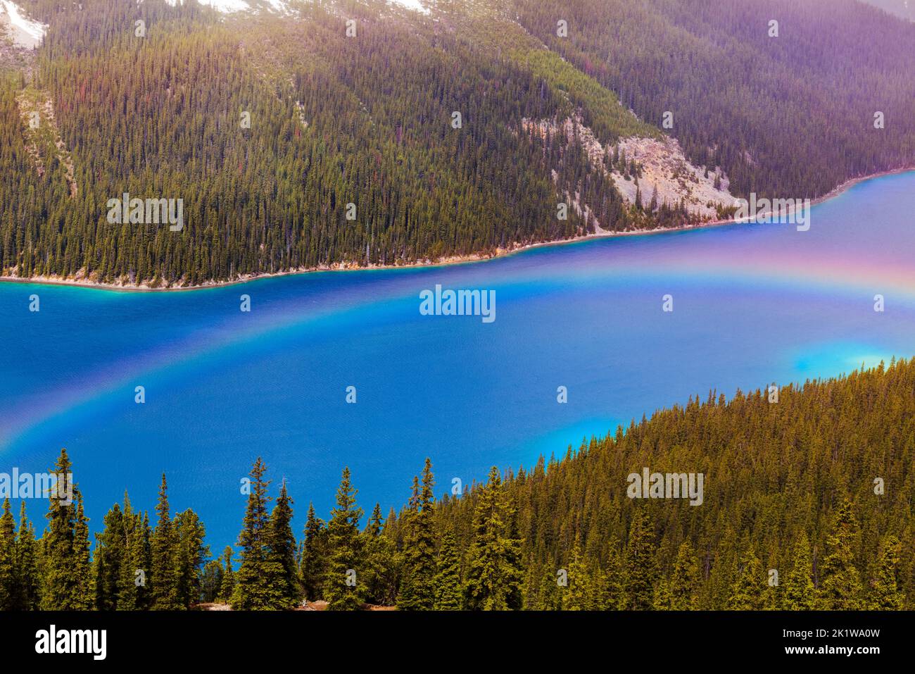 Rainbow over Peyto Lake; Banff National Park; Alberta; Canada Stock ...