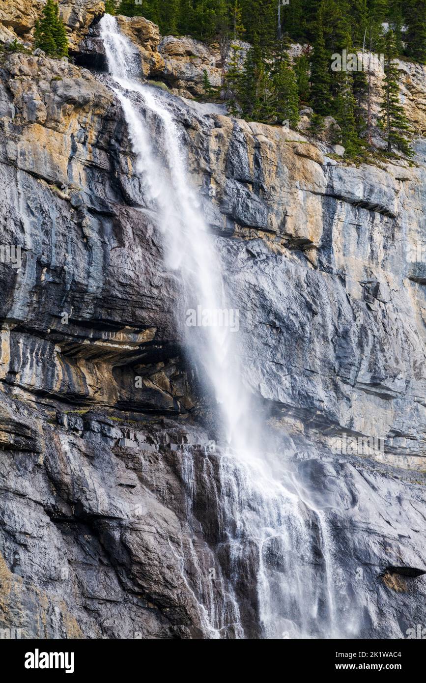 Weeping Wall; waterfalls over rock cliffs; Bow River Valley; Banff National Park; Alberta ...
