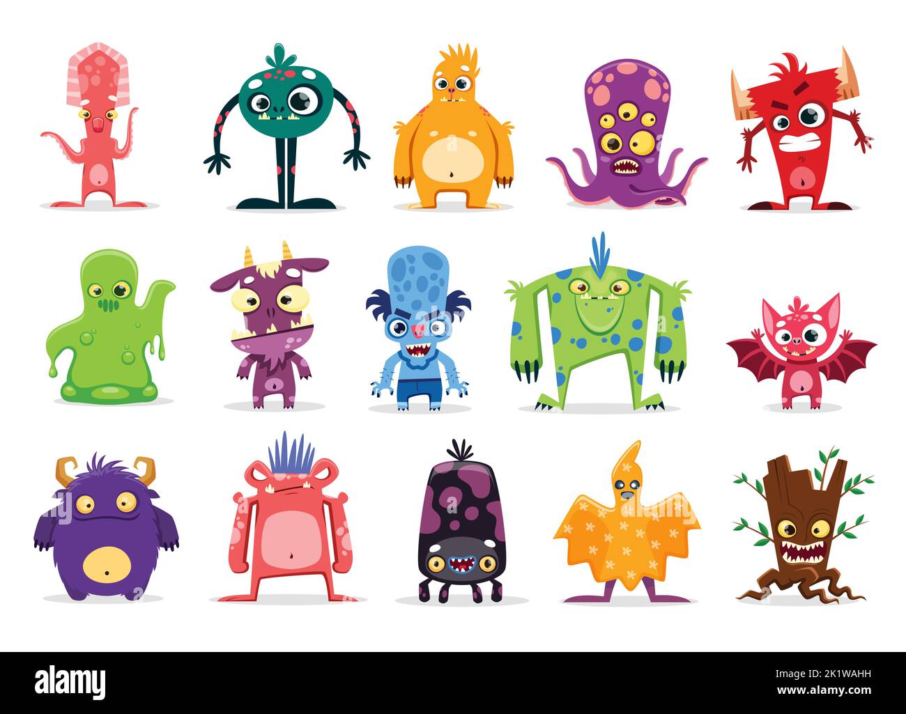 Cartoon monster characters of vector cute aliens, Halloween beasts ...