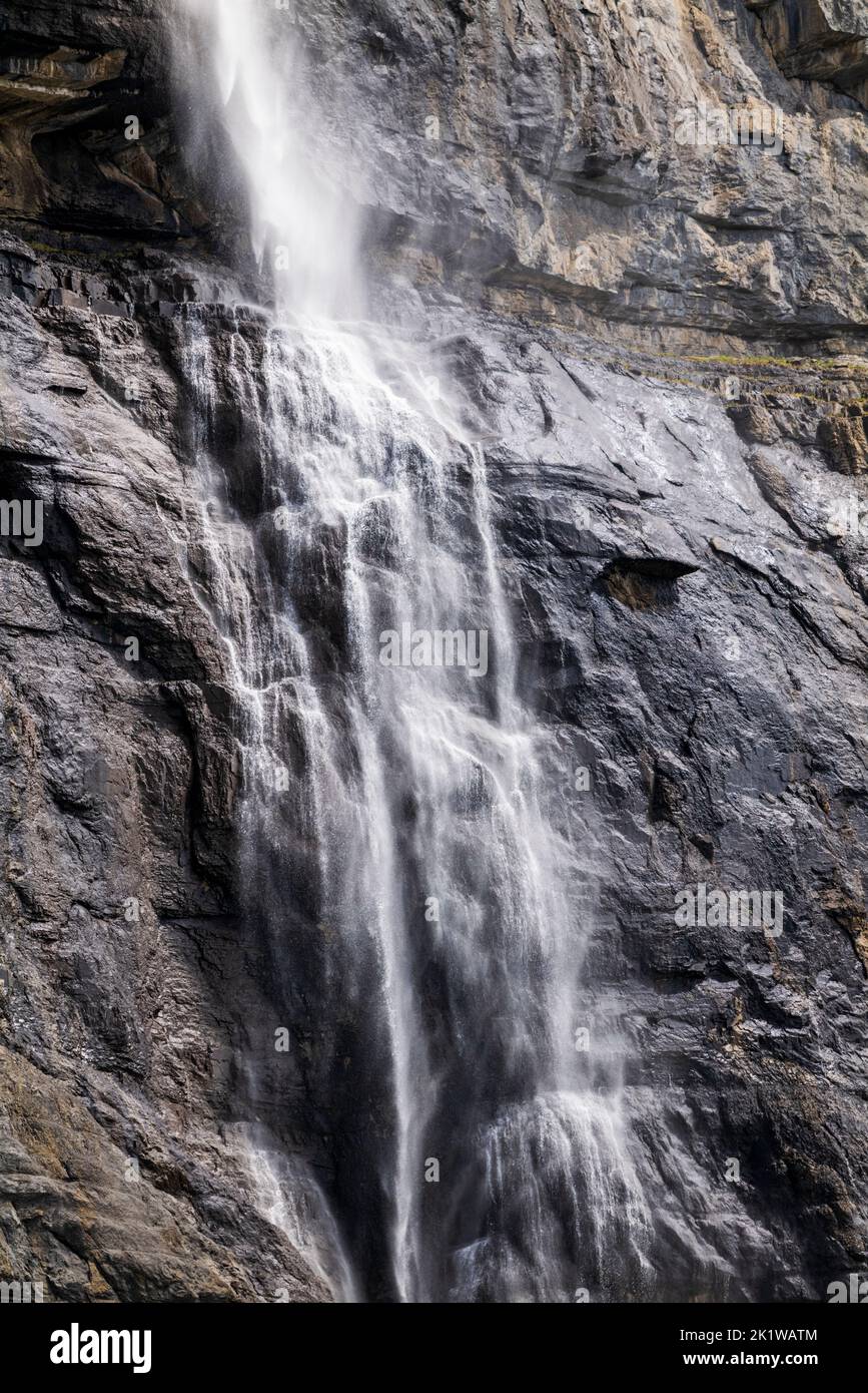 Weeping Wall; waterfalls over rock cliffs; Bow River Valley; Banff ...
