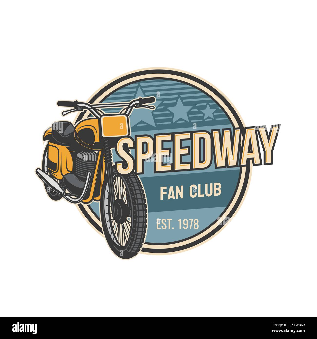 Speedway fan club icon, motorcycle and bike motors racing sport vector ...