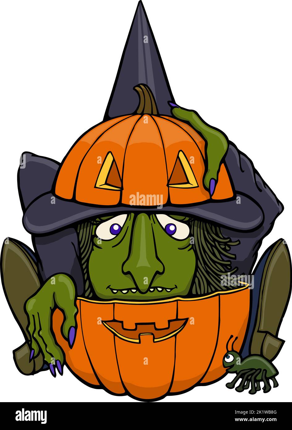 cartoon witch inside a pumpkin Stock Vector Image & Art - Alamy