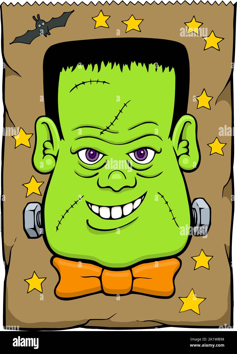 cartoon frankenstein face on paper bag Stock Vector Image & Art - Alamy
