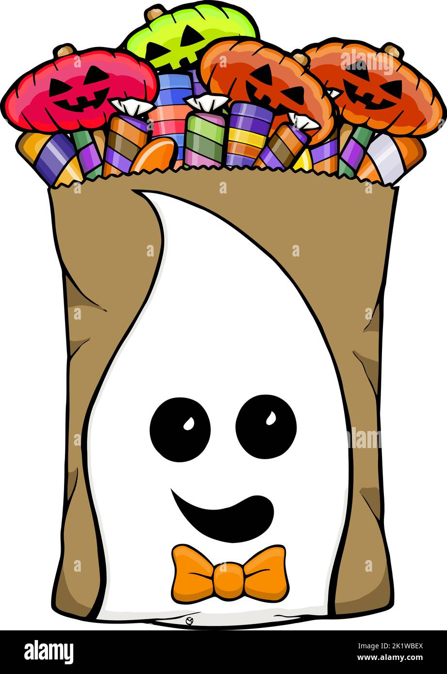 cartoon ghost face on a sack filled with candy Stock Vector Image & Art ...