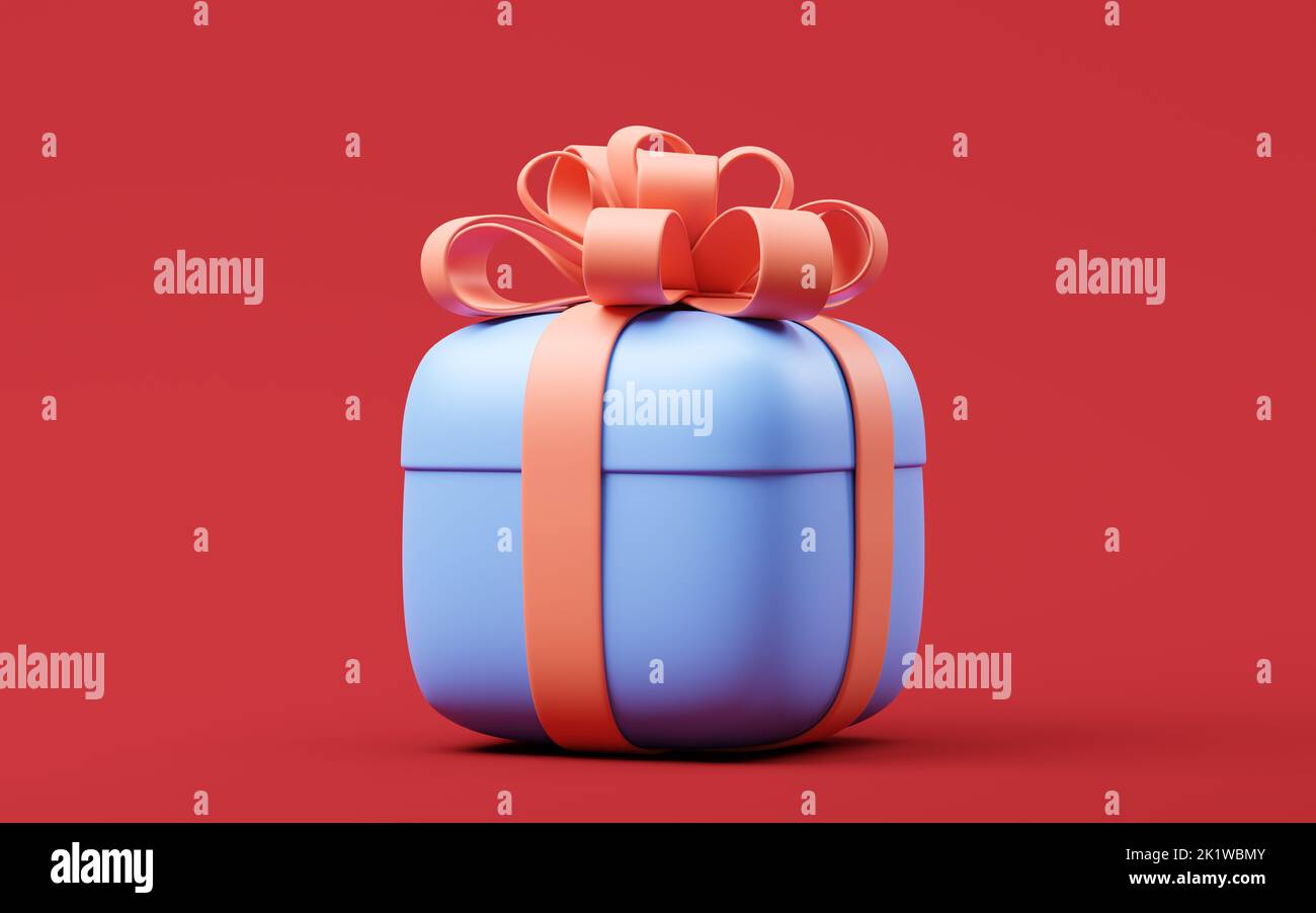 Cartoon gift box, festival elements, 3d rendering. Computer digital ...