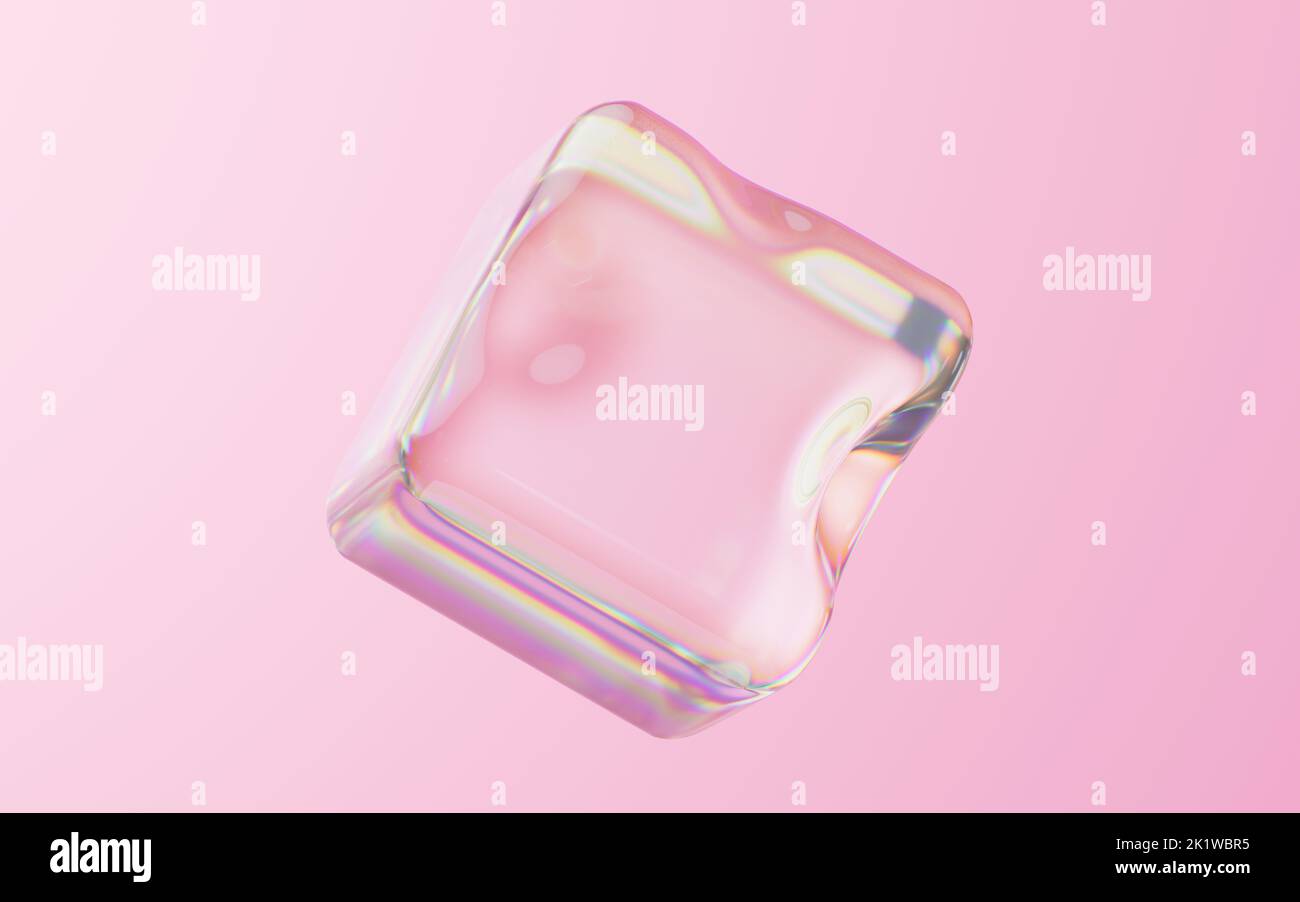 Soft cube with pink background, 3d rendering. Computer digital drawing ...