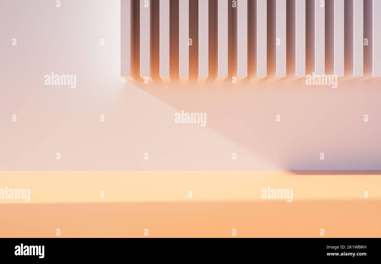 Empty building structure with geometric structure, 3d rendering ...