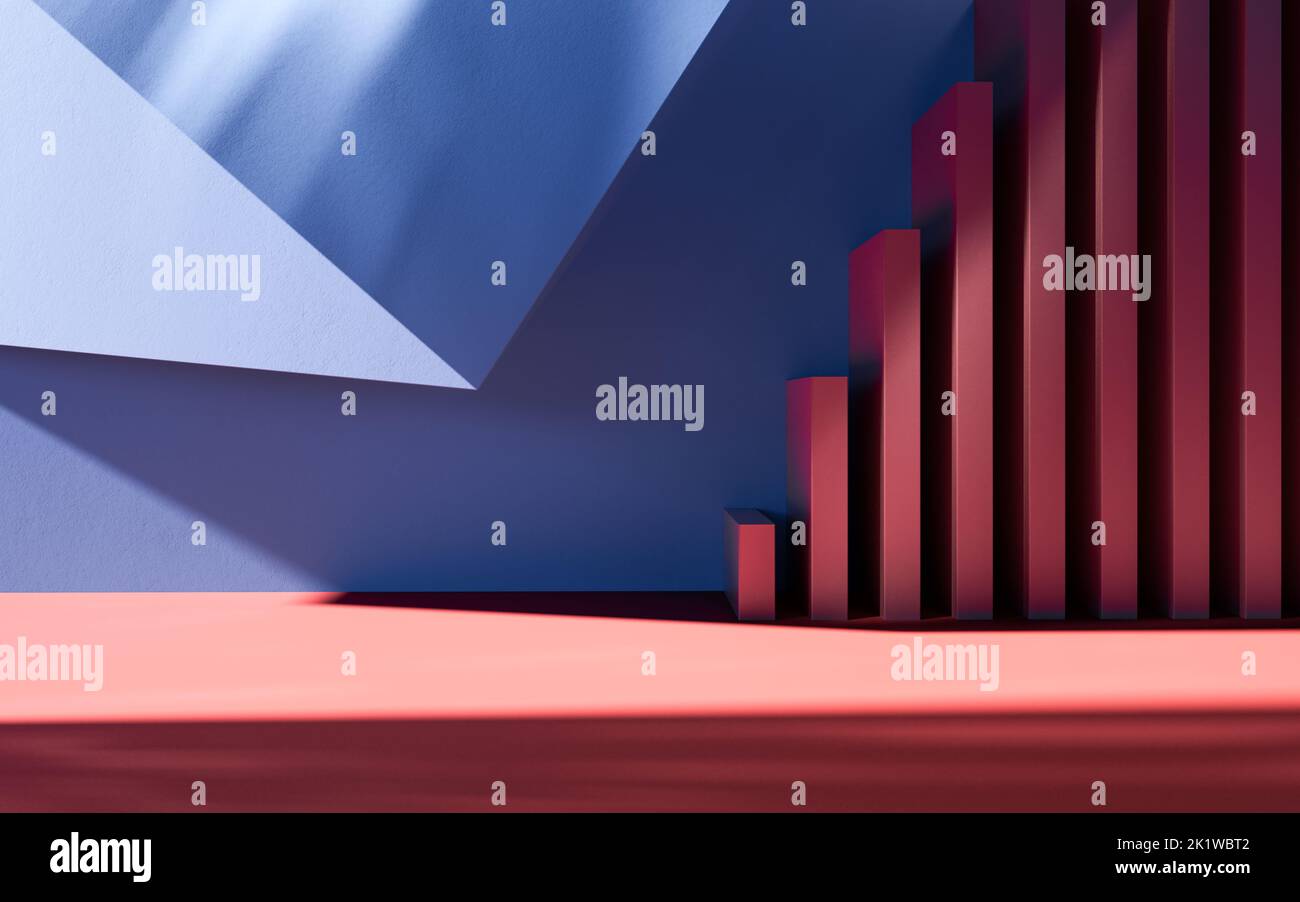 Empty building structure with geometric structure, 3d rendering ...