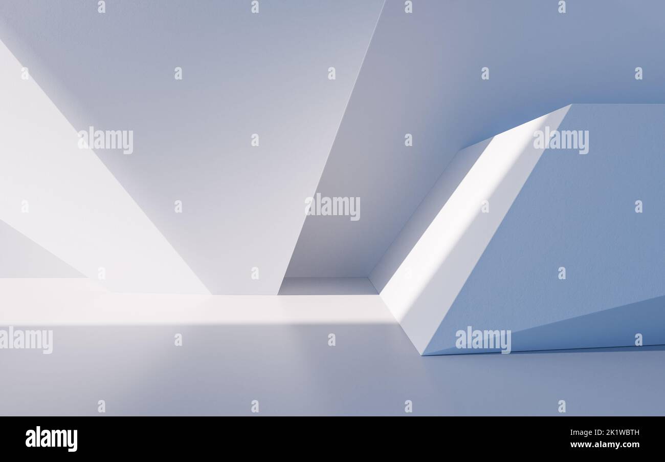 Empty building structure with geometric structure, 3d rendering ...