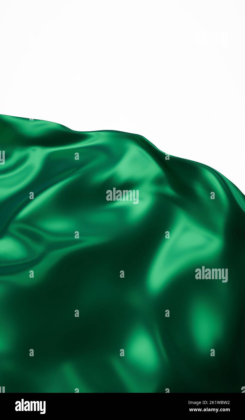 Flowing green cloth background, 3d rendering. Computer digital drawing ...
