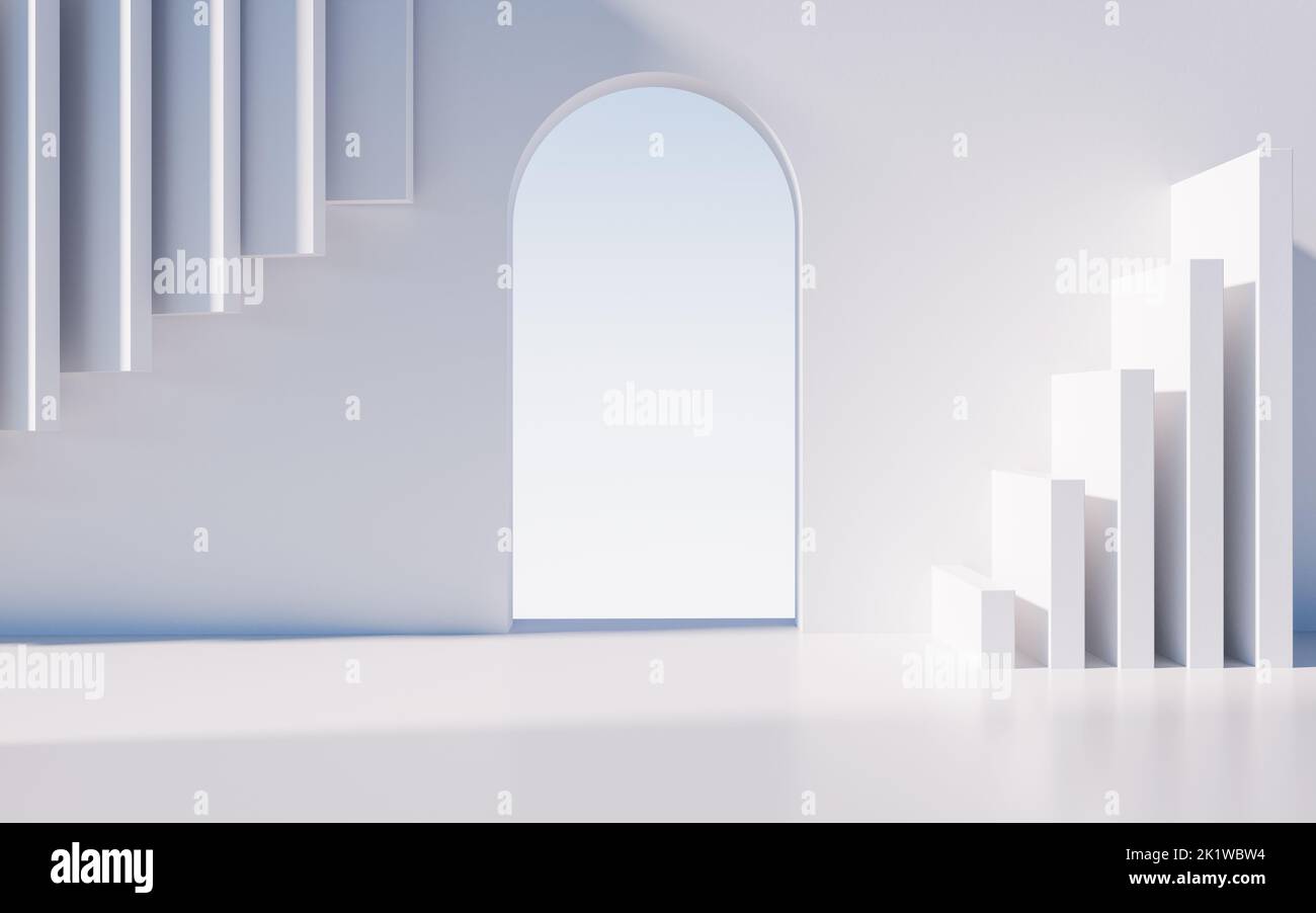 Empty building structure with geometric structure, 3d rendering ...