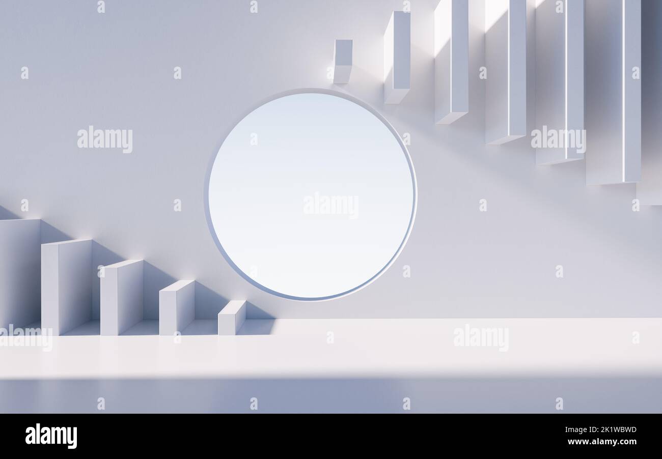 Empty building structure with geometric structure, 3d rendering ...