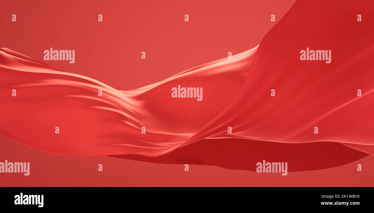 Flowing red cloth background, 3d rendering. Computer digital drawing ...