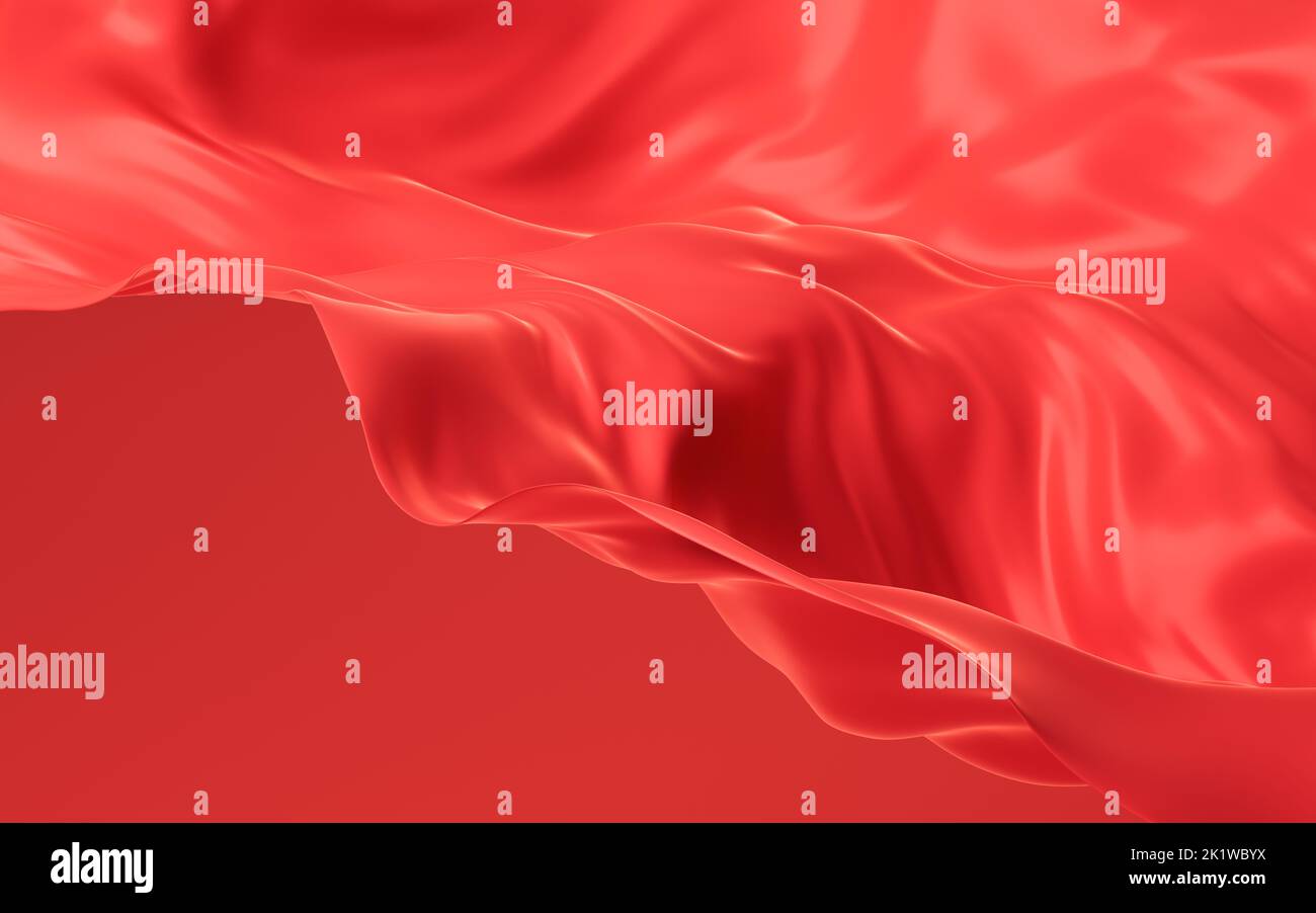 Flowing red cloth background, 3d rendering. Computer digital drawing ...