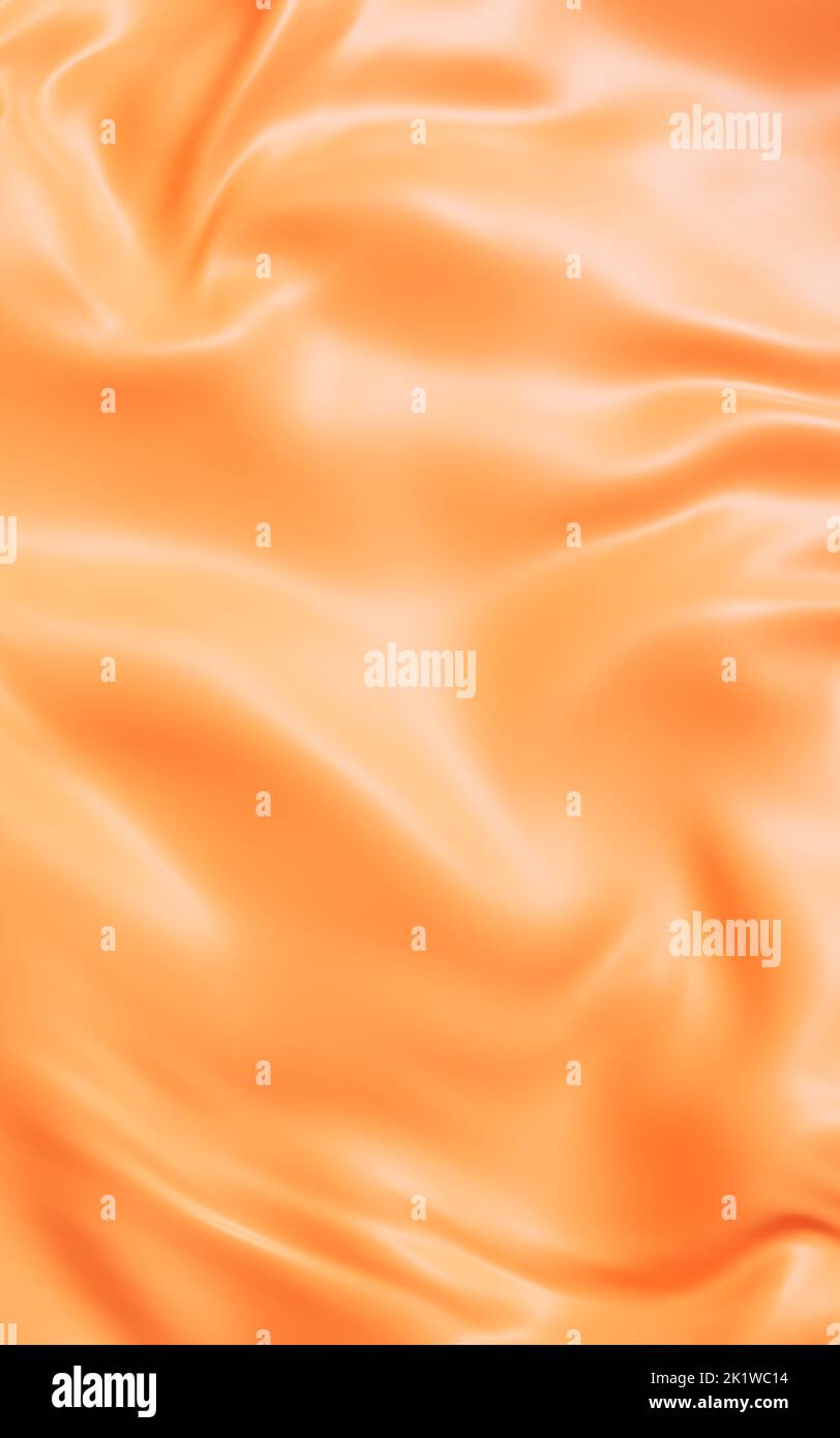 Flowing orange cloth background, 3d rendering. Computer digital drawing ...