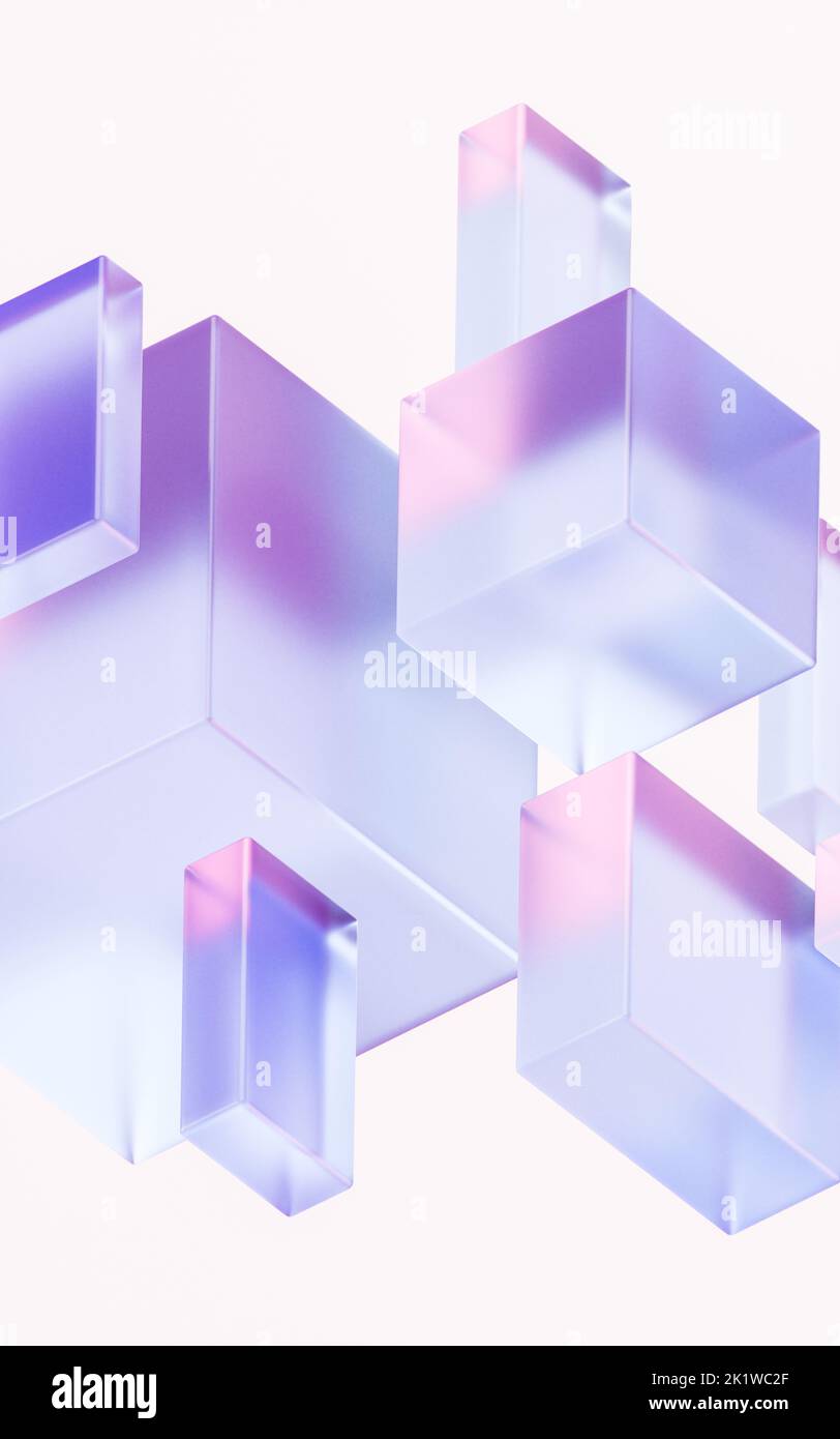 Transparent glass with gradient colors, 3d rendering. Computer digital ...