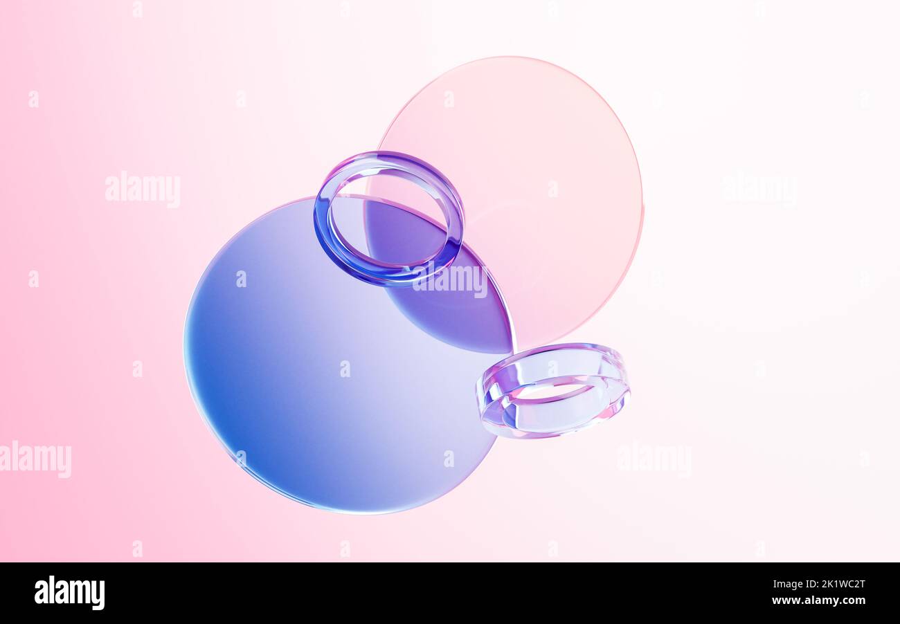 Transparent glass with gradient colors, 3d rendering. Computer digital ...