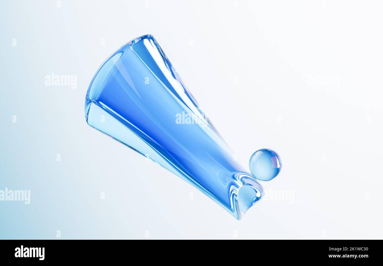 Transparent glass with gradient colors, 3d rendering. Computer digital ...