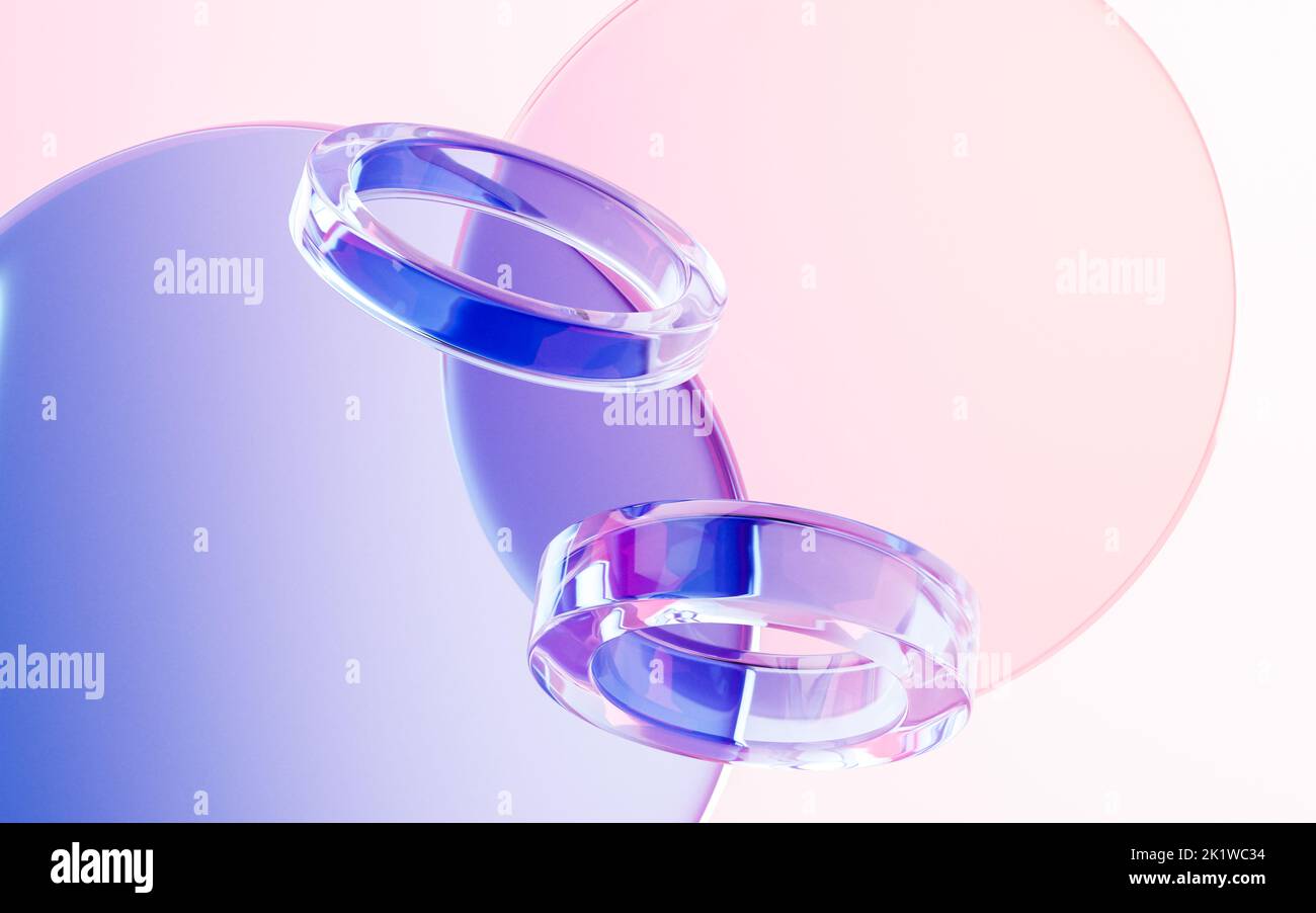 Transparent glass with gradient colors, 3d rendering. Computer digital ...