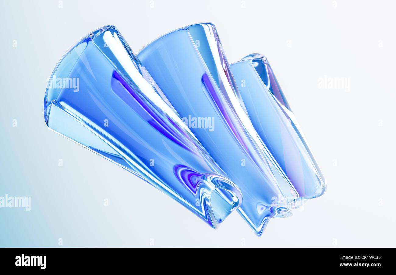 Transparent glass with gradient colors, 3d rendering. Computer digital ...